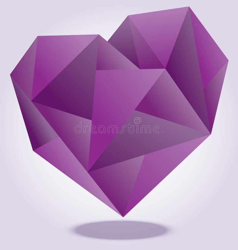 Purple heart poly stock vector. Illustration of card - 39875502
