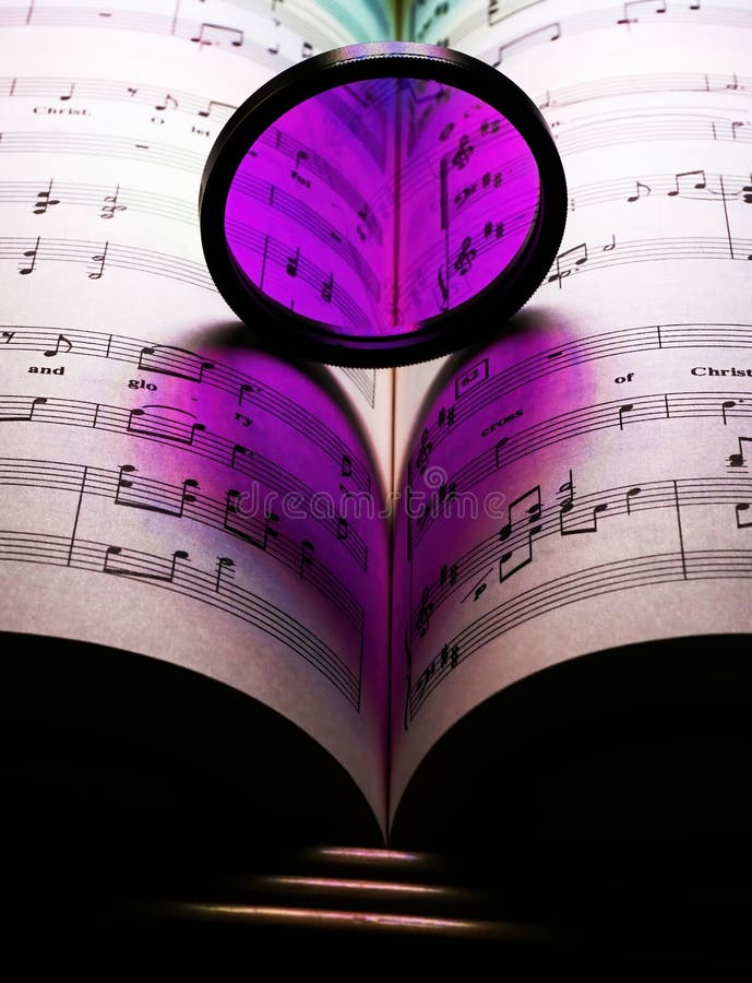 Purple Heart Shadow on Music Notes Stock Photo - Image of novel, light ...