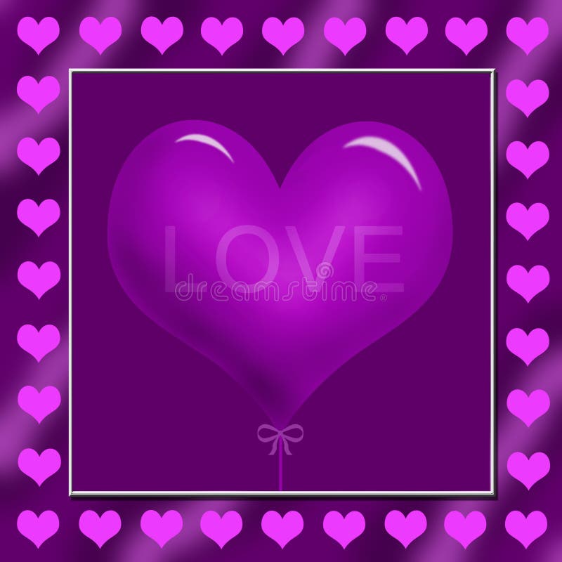 Purple Heart Shape Balloon in Frame Stock Illustration - Illustration ...