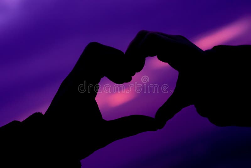 Purple Heart Symbol Made with Hands Stock Image - Image of sunlight ...