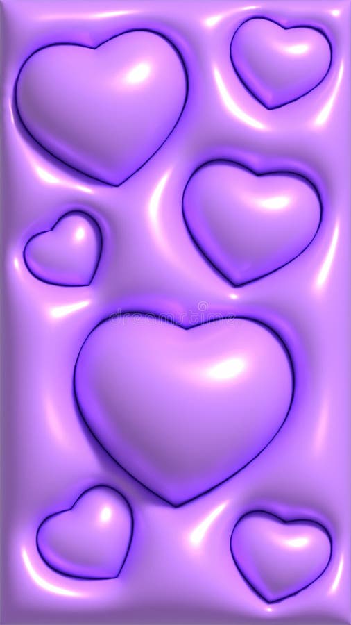 Purple Hearts Soft Convex on Violet Background Stock Illustration ...