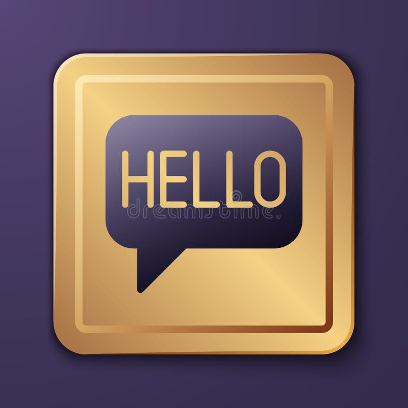 Purple Hello in Different Languages Icon Isolated on Purple Background ...