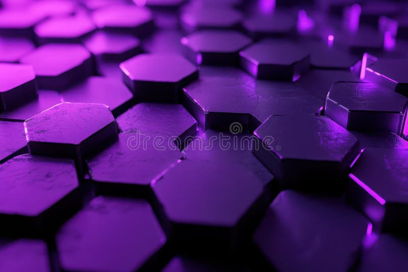 Purple Hexagon Abstract Background 3D Render Stock Illustration ...