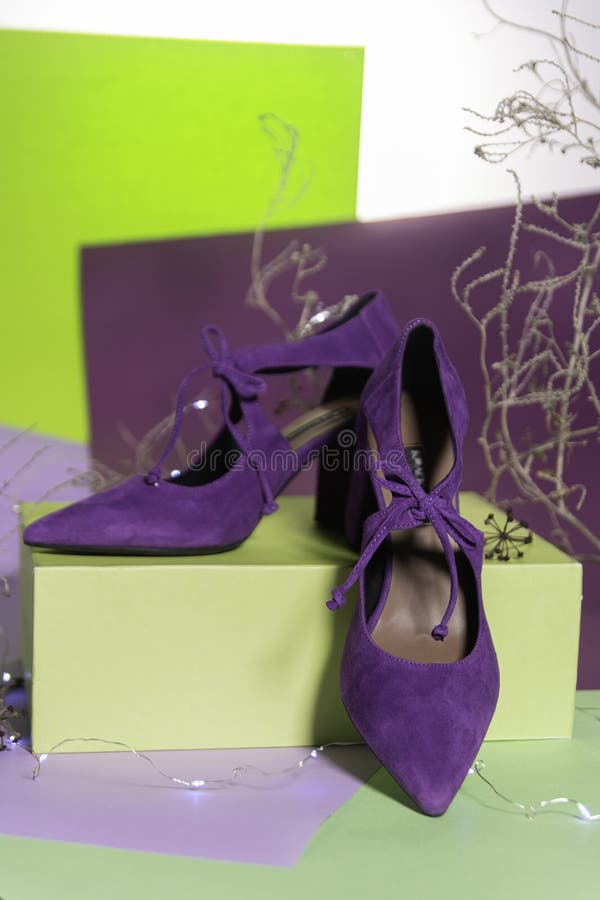 Purple High Heel Shoes with Elegant Bottom Stock Photo - Image of ...