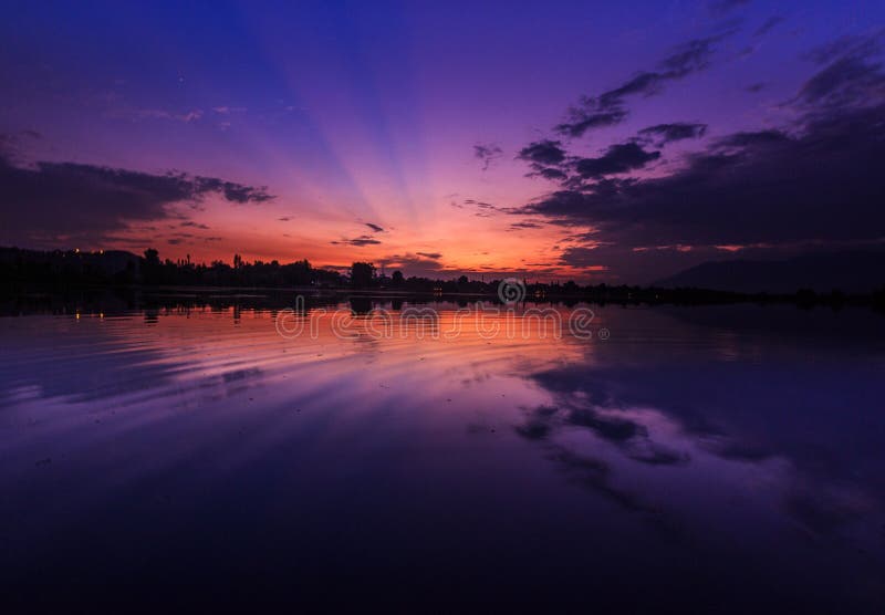 Purple hour during sunset stock image. Image of orange - 145068063