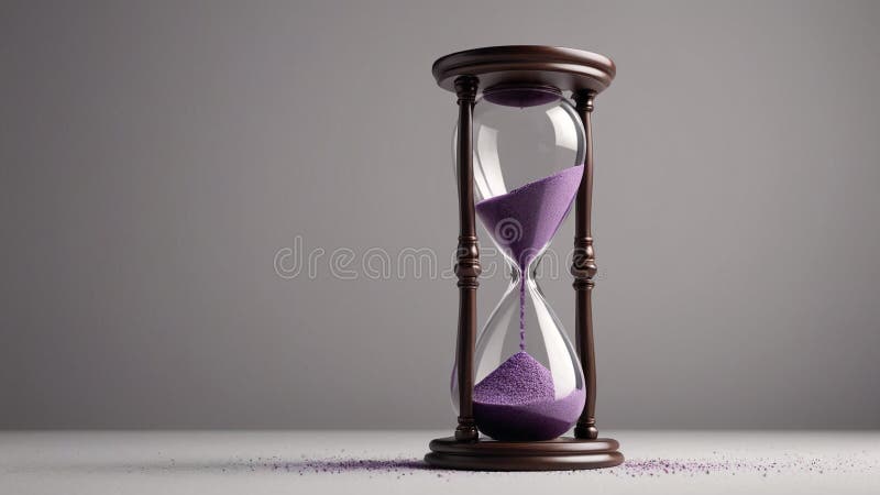 Purple Hourglass Against Light Gray Time Running Out Concept Stock ...