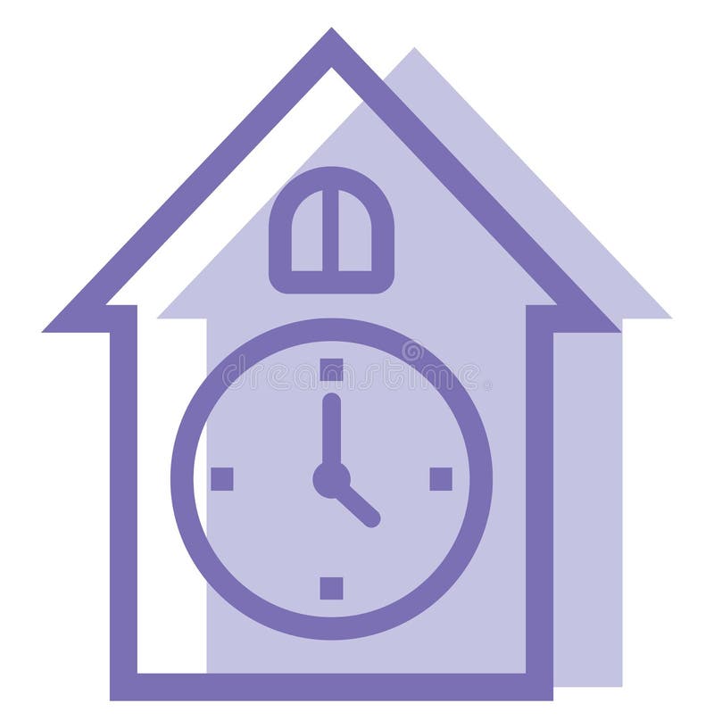 House with Clock Outline Icon Stock Vector - Illustration of clock ...