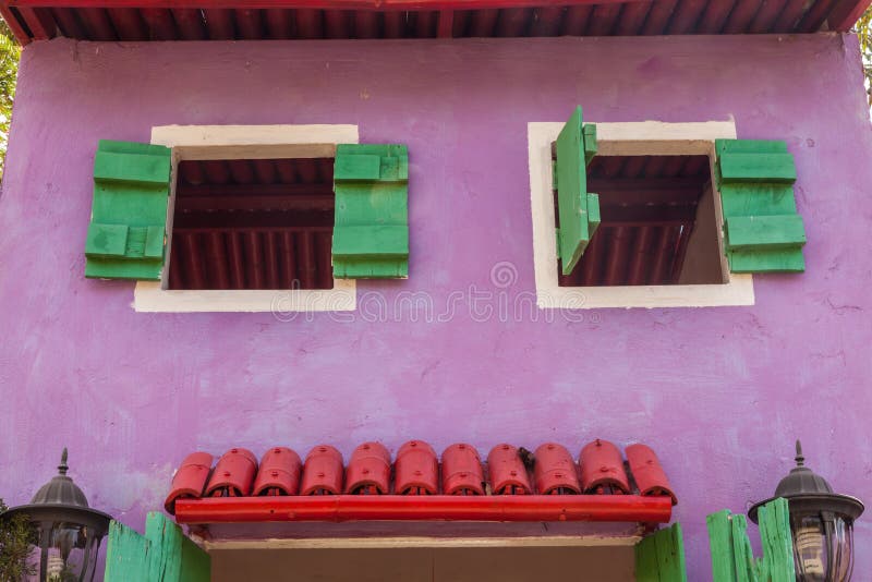 Purple House stock photo. Image of architecture, wall - 67400348
