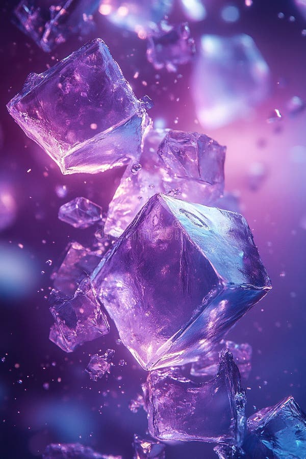 Purple Ice Cube Background, Ice Cube Texture. Ice Cube Vertical ...