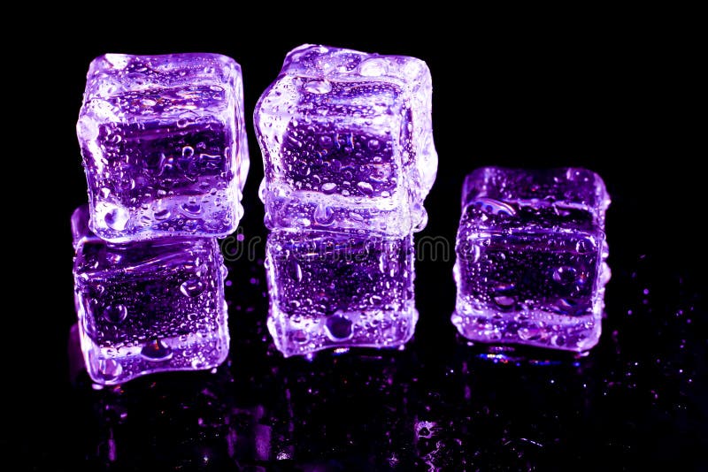 Purple Ice Cubes on a Black Table Stock Photo - Image of frost, glass ...
