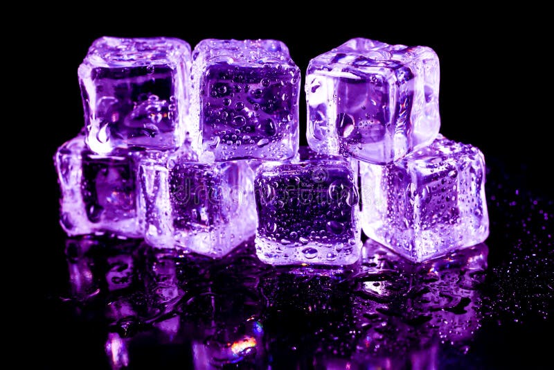 Purple Ice Cubes on a Black Table Stock Photo - Image of cold, bright ...