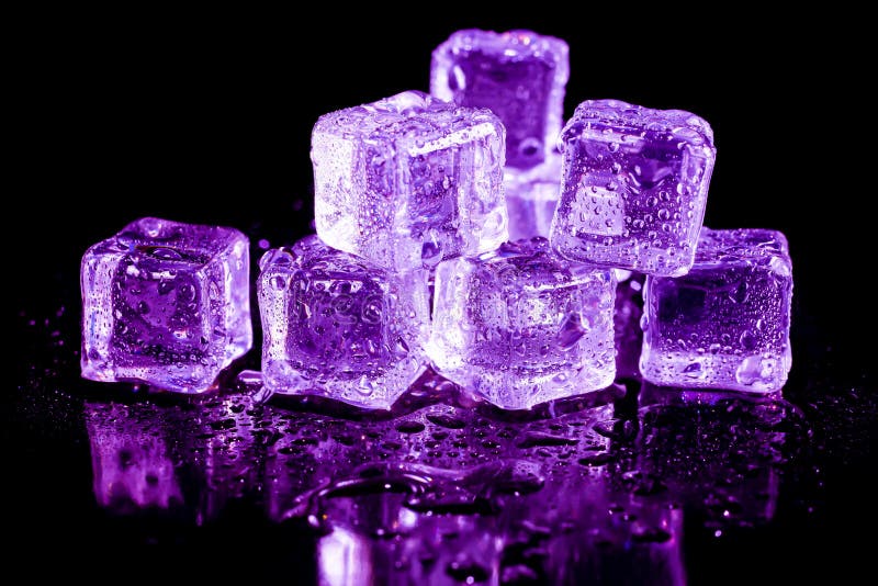 Purple Ice Cubes on a Black Table Stock Photo - Image of cold, bright ...