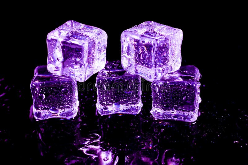 Purple Ice Cubes on a Black Table Stock Photo - Image of monochrome ...