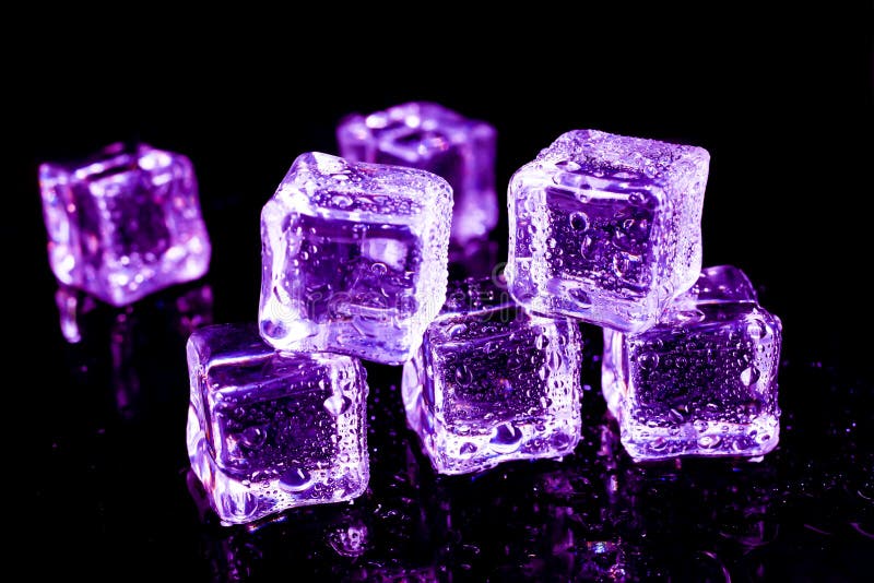 Purple Ice Cubes on a Black Table Stock Image - Image of cube ...