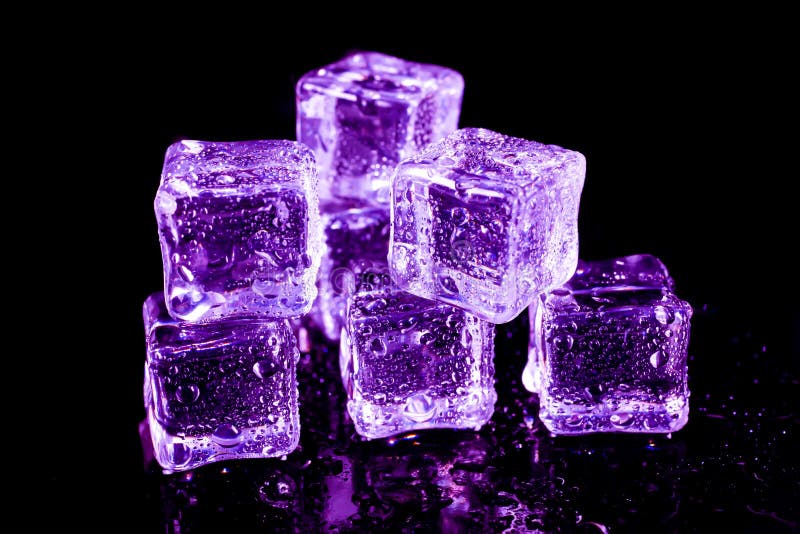 Purple Ice Cubes on a Black Table Stock Photo - Image of frost, crystal ...