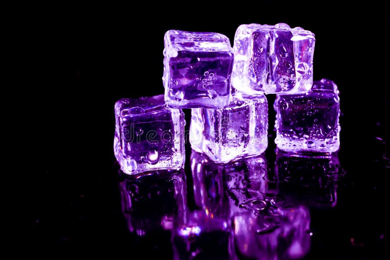 Purple Ice Cubes on a Black Table Stock Image - Image of dark, cooler ...