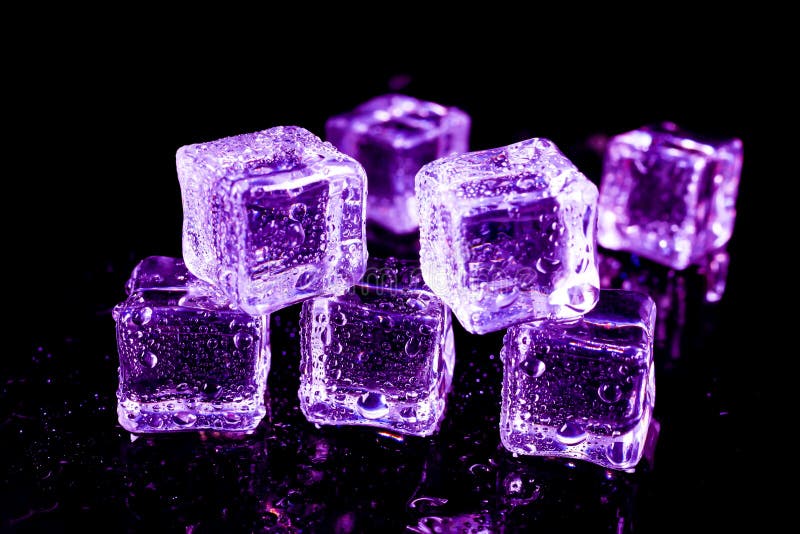 Purple Ice Cubes on a Black Table Stock Photo - Image of cooler, green ...