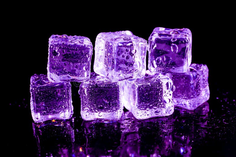 Purple Ice Cubes on a Black Table Stock Image - Image of fresh, black ...