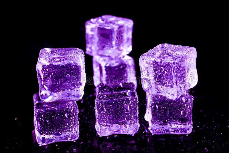 Purple Ice Cubes on a Black Table Stock Image - Image of abstract ...