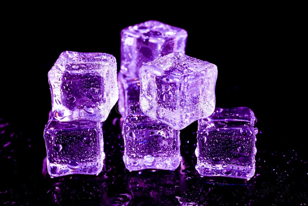 Purple Ice Cubes on a Black Table Stock Photo - Image of cold, bright ...