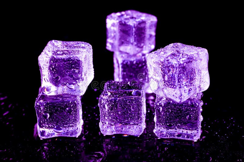 Purple Ice Cubes on a Black Table Stock Image - Image of path, green ...