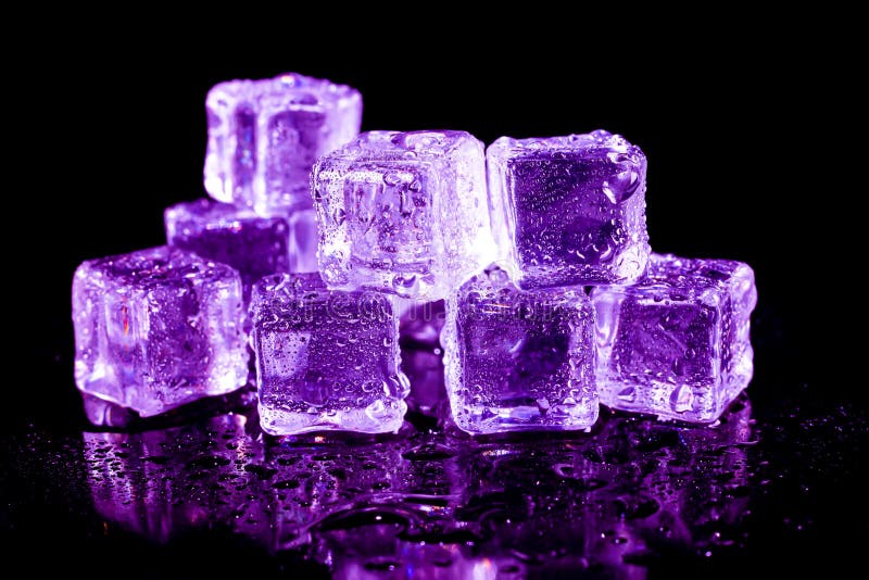 Purple Ice Cubes on a Black Table Stock Image - Image of clean, bright ...