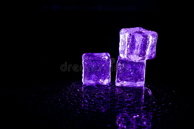 Purple Ice Cubes on a Black Table Stock Photo - Image of cold, bright ...