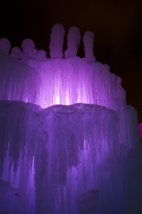 Purple Ice Wall Aglow stock photo. Image of tower, leds - 28639504