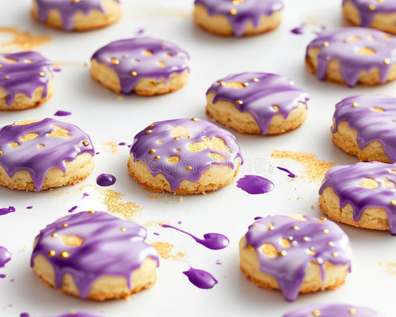 Purple Iced Cookies with Gold Sprinkles Stock Illustration ...