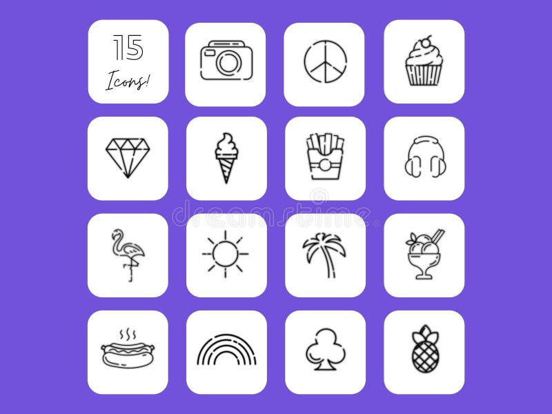 Purple Icons Icon Set (2800 X 2100 Px Stock Illustration - Illustration ...