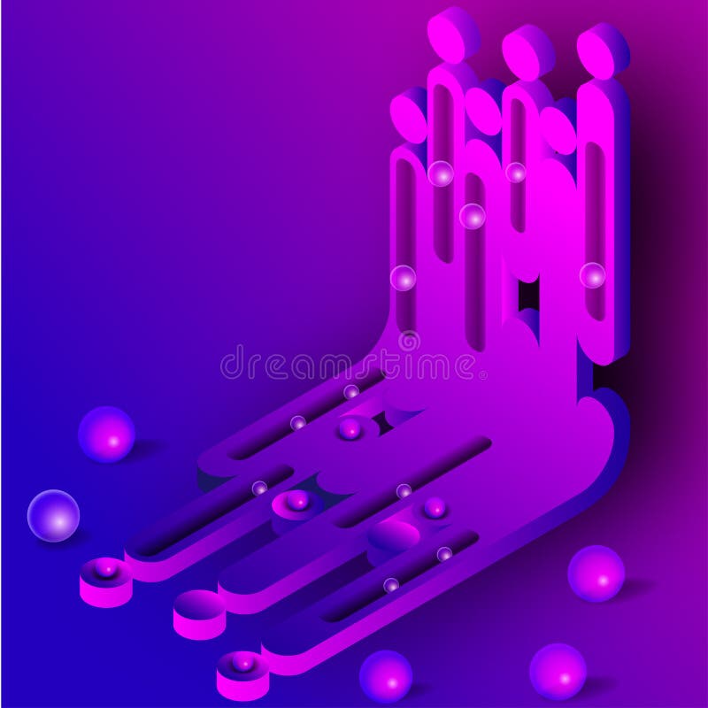 Purple Illustration, Which Consist of Abstract Isometric Shape Stock ...