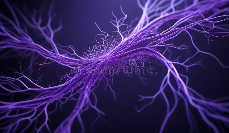 Purple Image of Brain Cells Stock Illustration - Illustration of brain ...