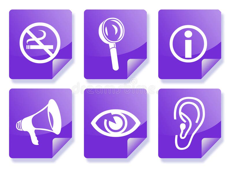 Purple Information Icon Set Stock Illustration - Illustration of ...