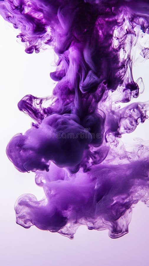Purple Ink Swirling in Water Isolated on White Stock Image - Image of ...