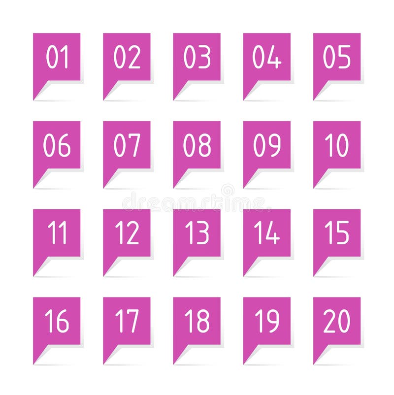 Purple labels with numbers stock vector. Illustration of icon - 30523539