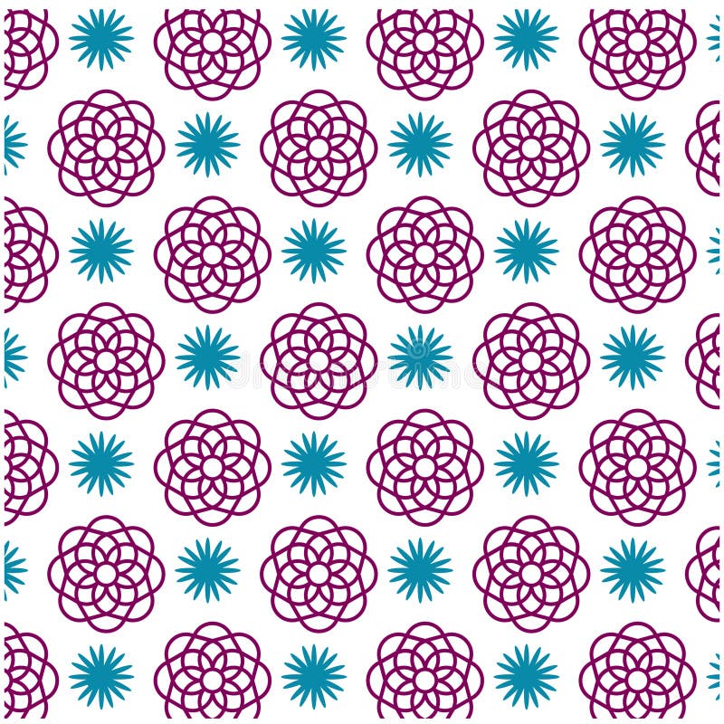 Purple Lace & Teal Star Grid: Repeating Pattern Stock Illustration ...