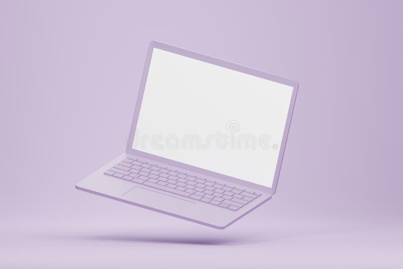 Purple Laptop with Blank Screen. Minimal Computer Mockup Stock ...
