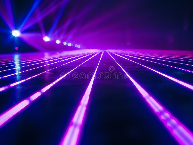 Purple Laser Light Shines on Dance Floor Stock Photo - Image of ...