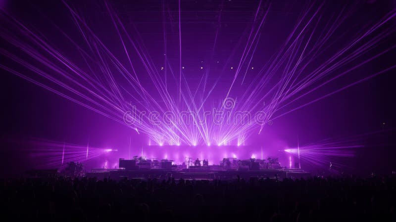 Purple Laser Light Show Concert Stage Stock Illustration - Illustration ...