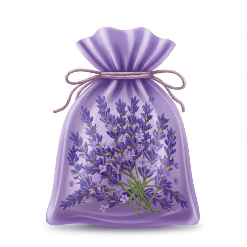 Purple Lavender Sachet Bag on White Background Stock Illustration ...