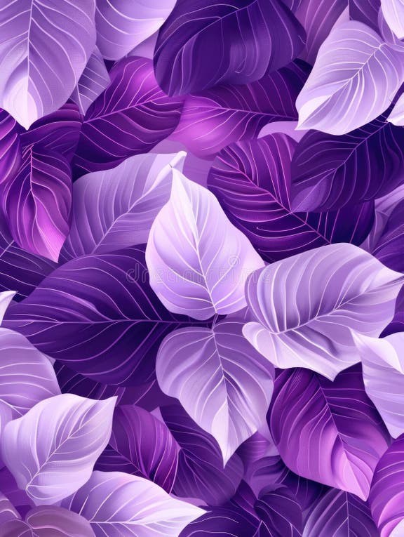 Purple Leaf Pattern Wallpaper Stock Image - Image of digital, motif ...