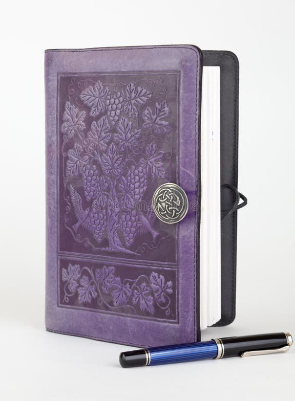 Purple Leather Bound Writing Journal and Pen Stock Photo - Image of ...