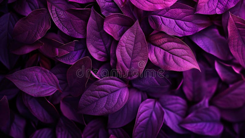 Purple Leaves Background. Top View. Generative AI Stock Illustration ...