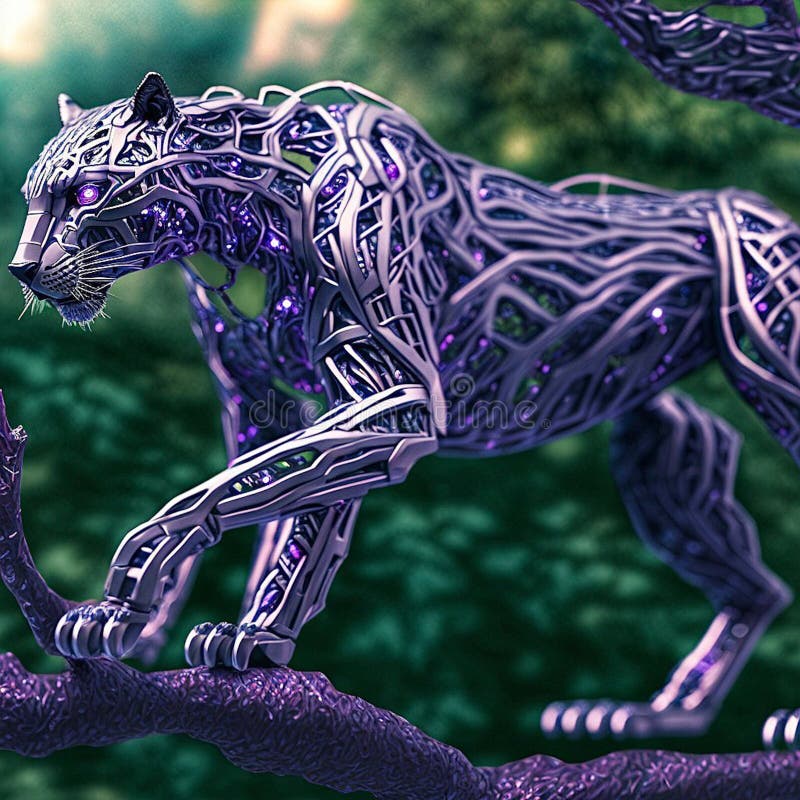 A Purple Leopard and Skin Machine Stock Illustration - Illustration of ...