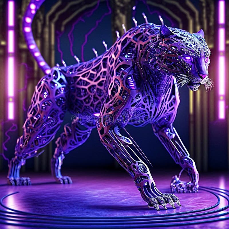 A Purple Leopard and Skin Machine Stock Illustration - Illustration of ...