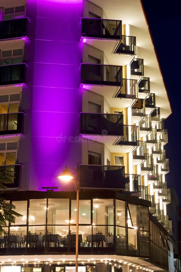 Purple light stock image. Image of building, night, restaurant - 6633985