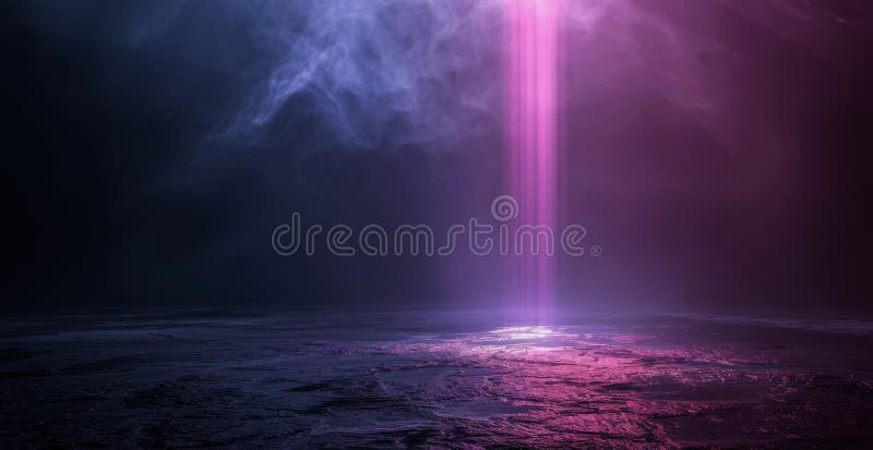 Purple Light Beam Illuminates Dark Concrete Corner Stock Image - Image ...