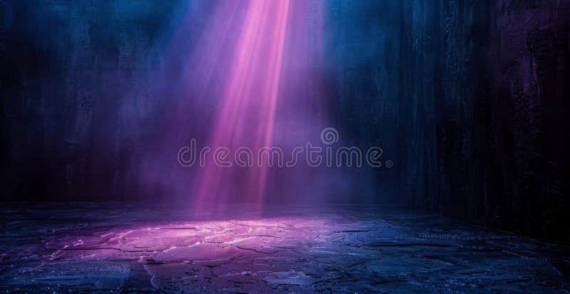 Purple Light Beam Illuminates Dark Concrete Corner Stock Image - Image ...