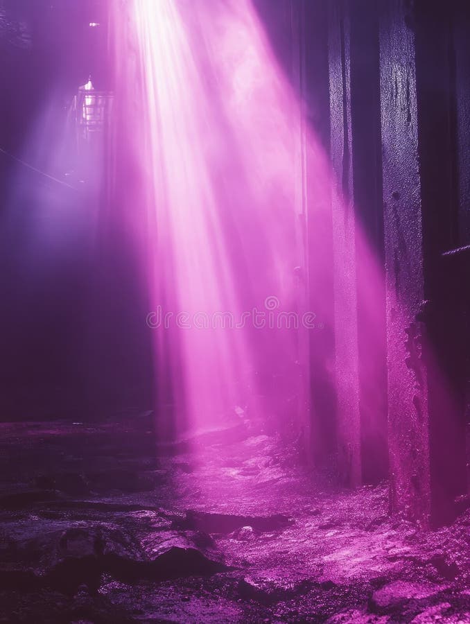 Purple Light Beams in an Abandoned Urban Space. Stock Photo - Image of ...