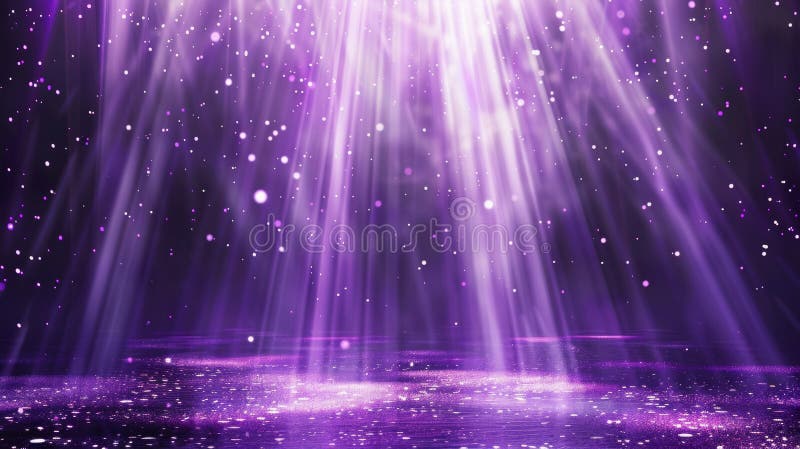 Purple Light Rays Shining on Water with Floating Particles Stock Photo ...